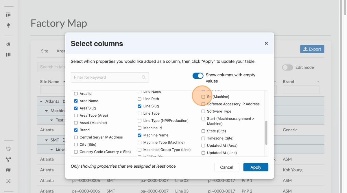 How to edit properties in Factory Map – Archsys.io